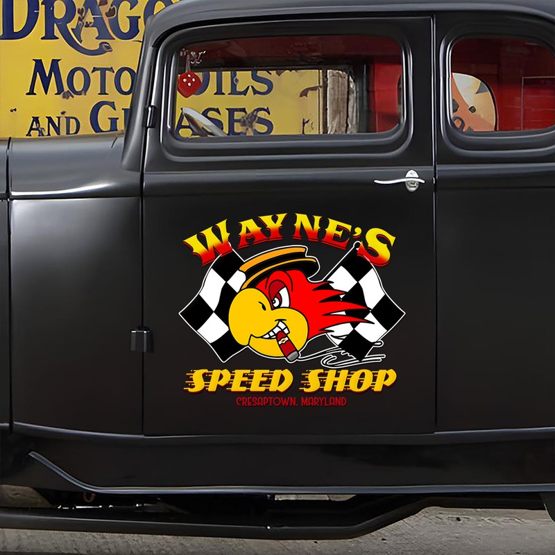 Personalized Mr. Horsepower Hot Rod Garage - Custom Car Door Decals ...