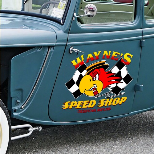 Personalized Mr. Horsepower Hot Rod Garage - Custom Car Door Decals ...