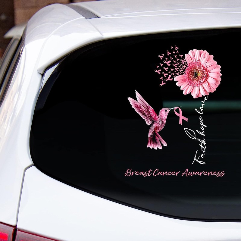 Breast Cancer Decals - Pink Hummingbird Faith Hope Love Car Side Door ...