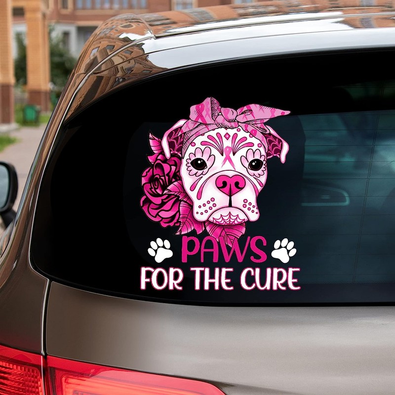 Breast Cancer Awareness Decal - Sugar Skull Puppy with Pink Headband ...
