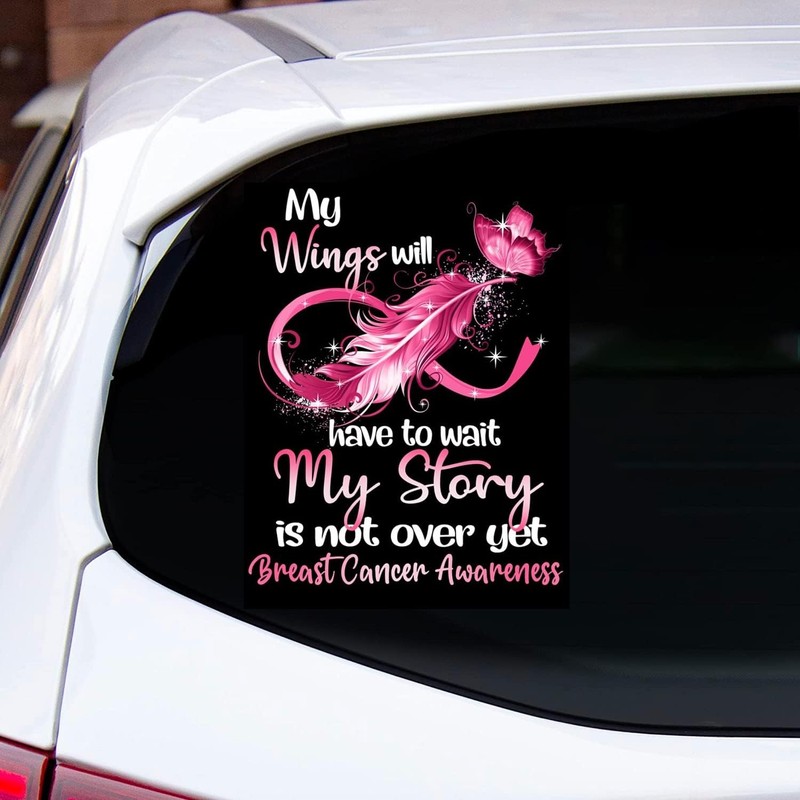 Breast Cancer Car Decals - My Wings Will Have to Wait Breast Cancer ...