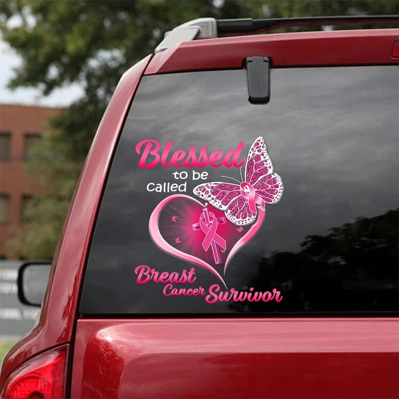 Breast Cancer Car Decals - Survivor Love Heart Butterflies Car Decal ...