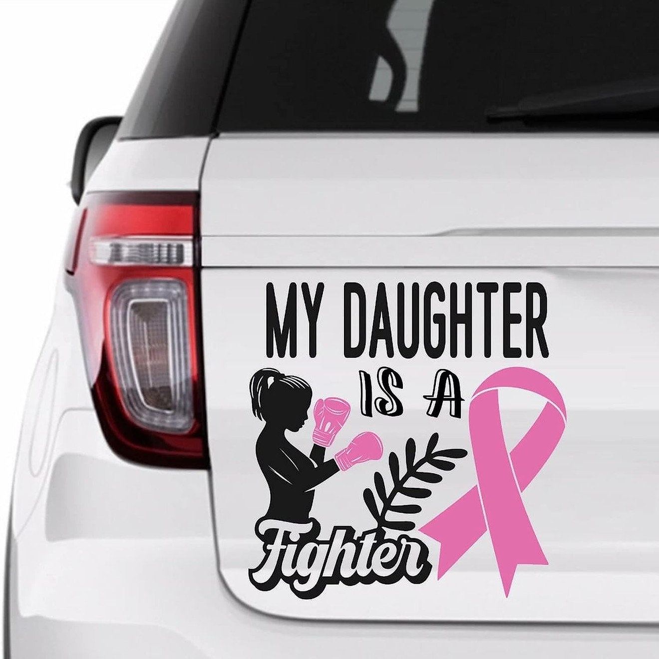 Breast Cancer Car Decal - My Daughter is A Fighter Vinyl Sticker for ...
