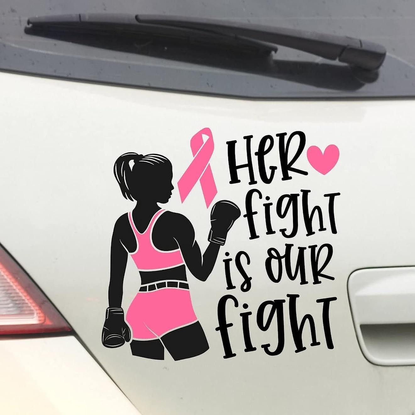 Breast Cancer Car Decal - Her Fight Is Our Fight - Dingmun