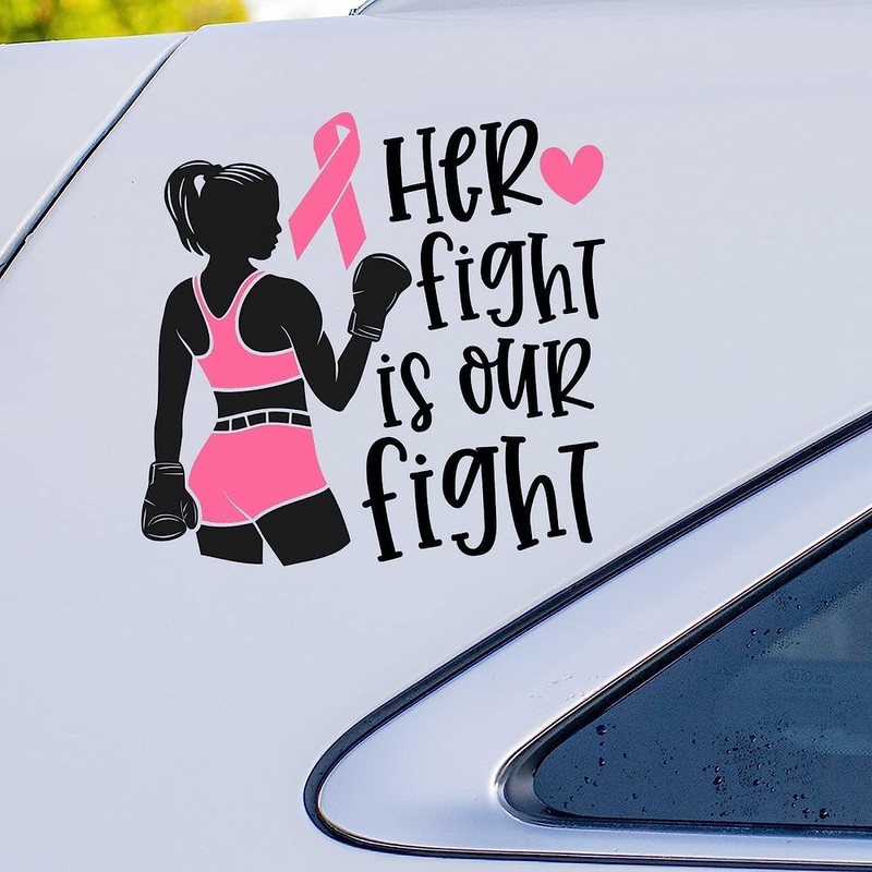 Breast Cancer Car Decal - Her Fight Is Our Fight - Dingmun