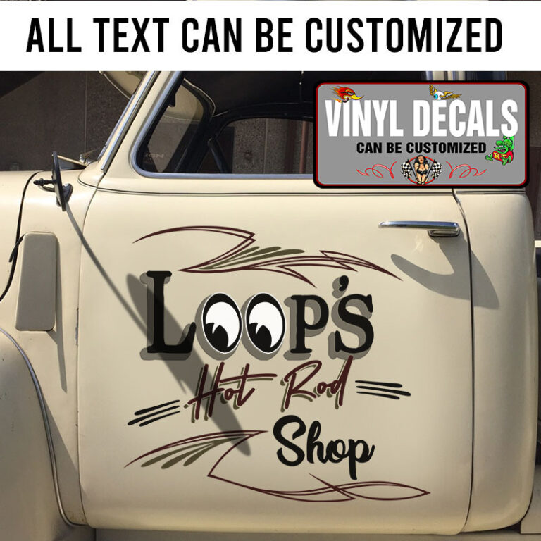 Personalized Pinstriping Hot Rod Shop Vinyl Sticker 10374 - Dingmun