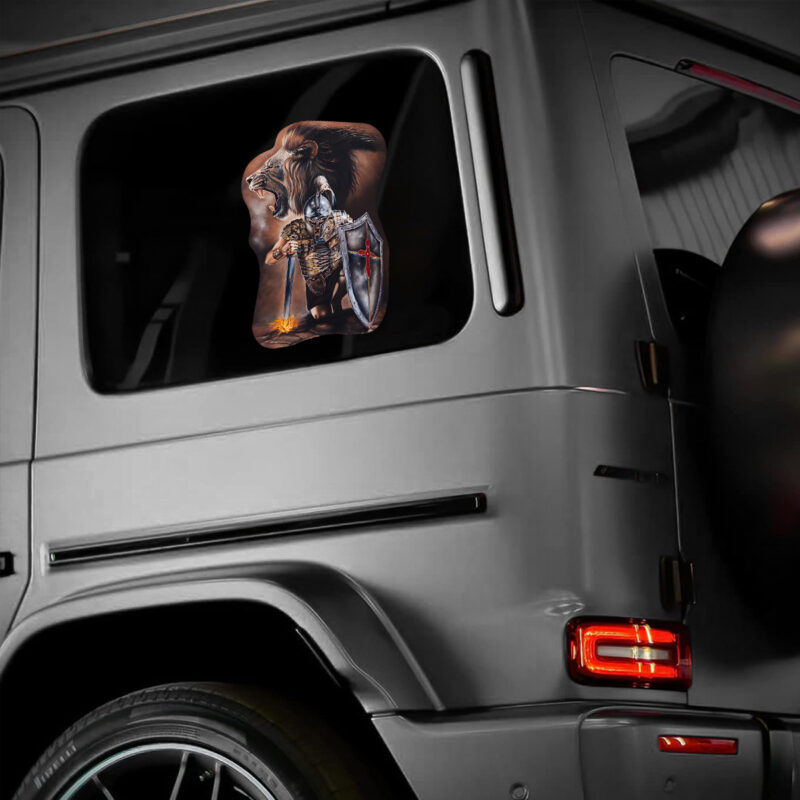 Fighter Warrior Jesus Car Sticker, Lion of Judah Christian Window Decal ...
